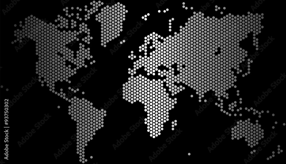 Gradient dots world map, vector illustration. Stock Vector | Adobe Stock