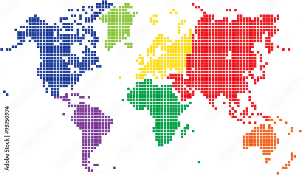 Square world map on white background, vector illustration. Stock Vector ...