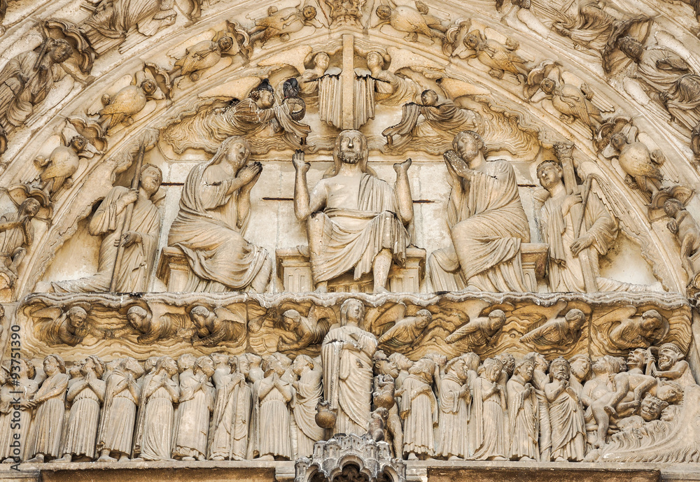 Tímpano del Juicio Final, gótico europeo, catedral de Chartres, Francia ...