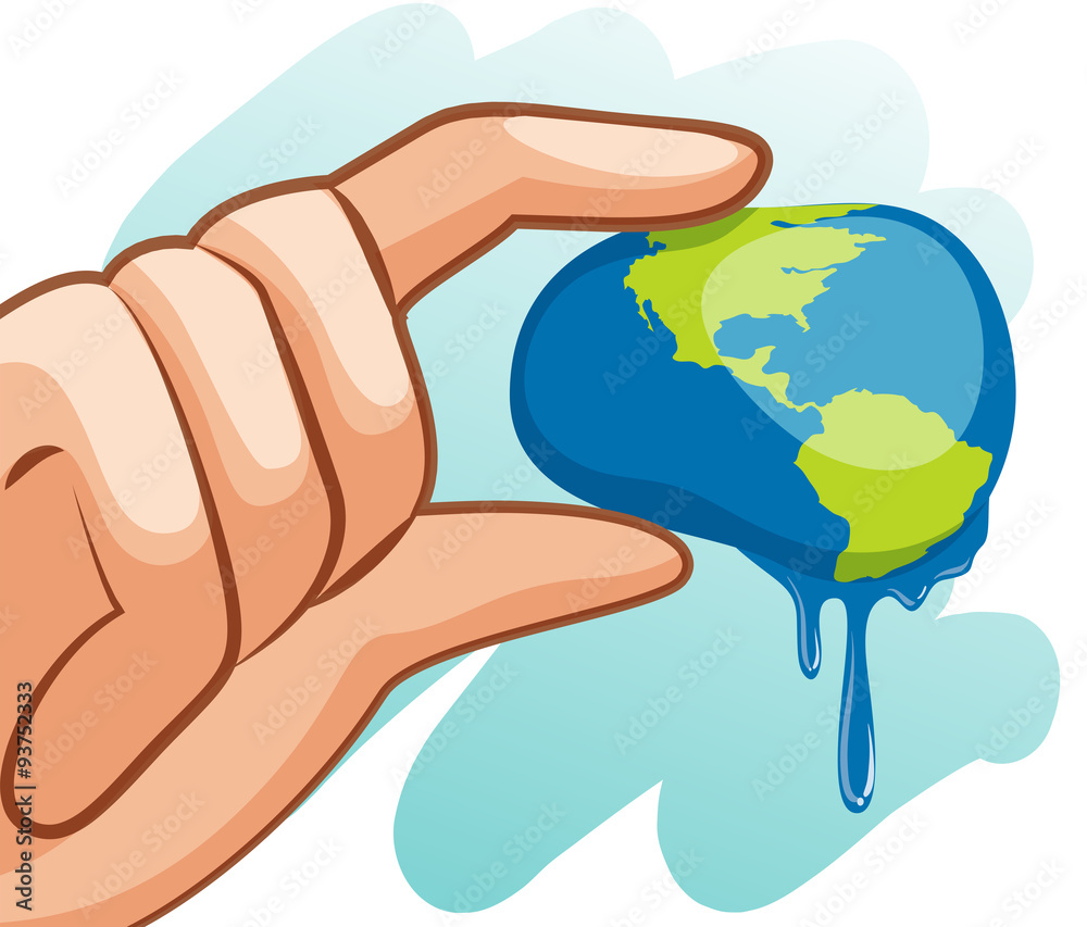 Save water theme with hand squeezing earth Stock Vector | Adobe Stock