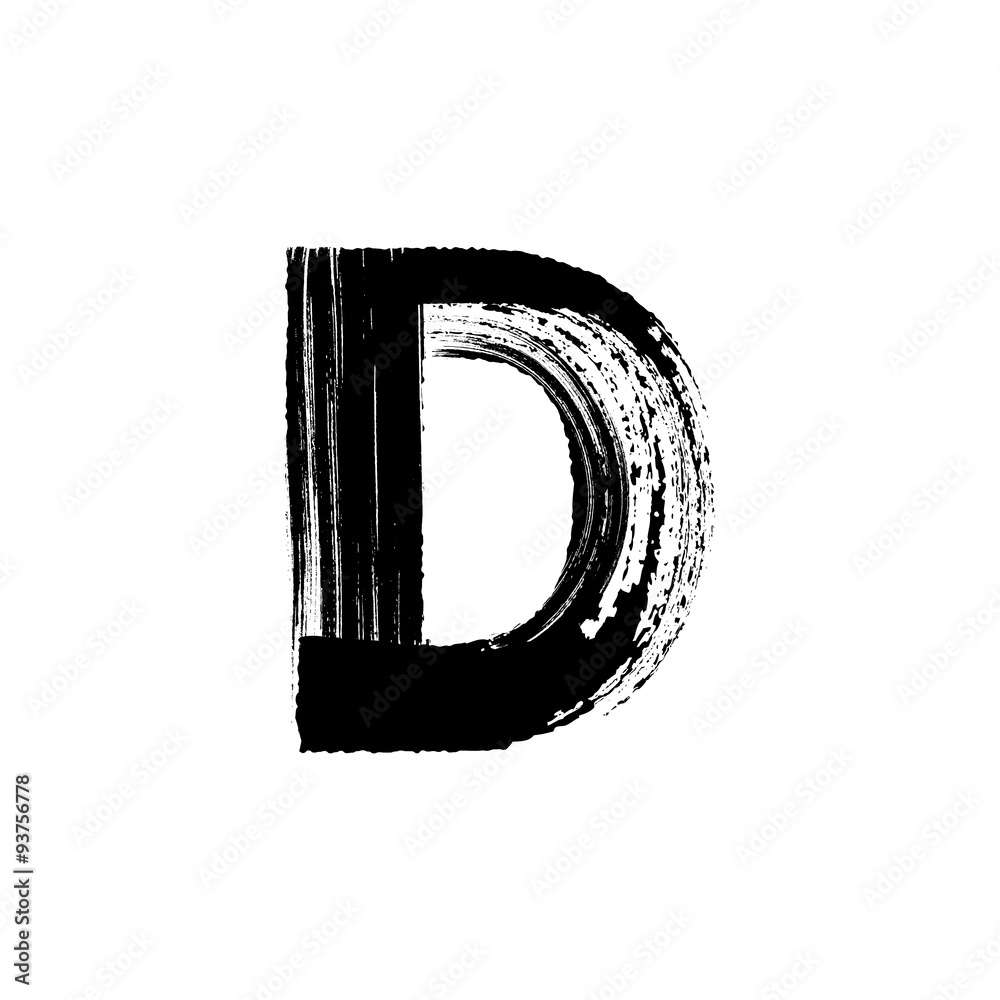 Letter D hand drawn with dry brush Stock Vector | Adobe Stock