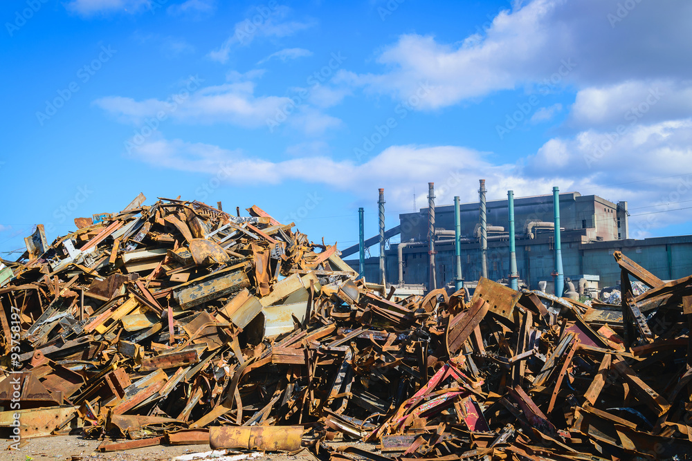 Scrap Steel recycling prepared for smelting in steel industry Stock ...