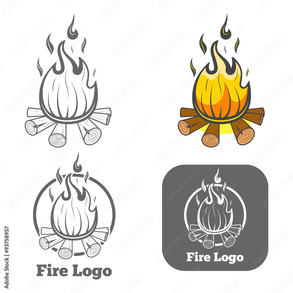 Engraving fire logo vector illustration emblem Stock Vector | Adobe Stock