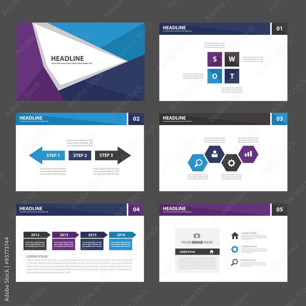 Blue and Purple presentation template Infographic elements and icon ...
