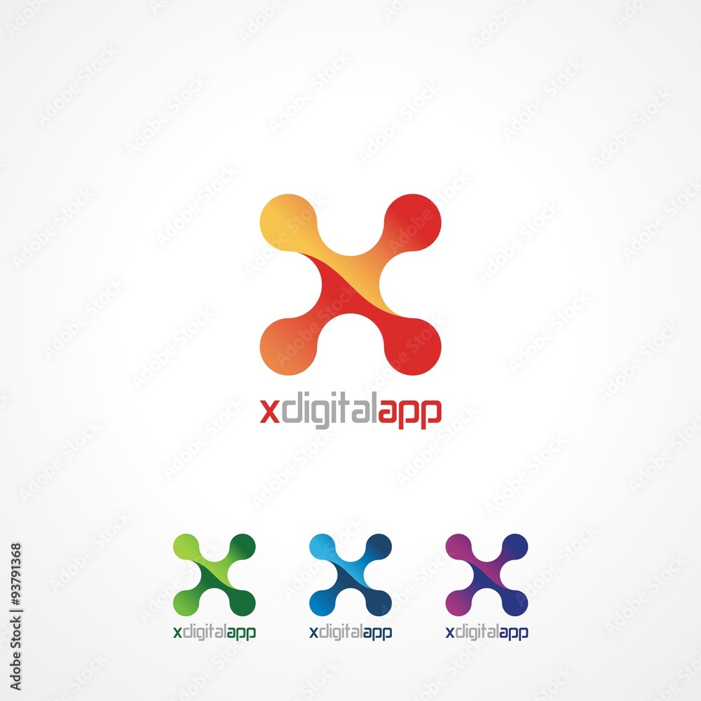 X Digital Logo Stock Vector | Adobe Stock