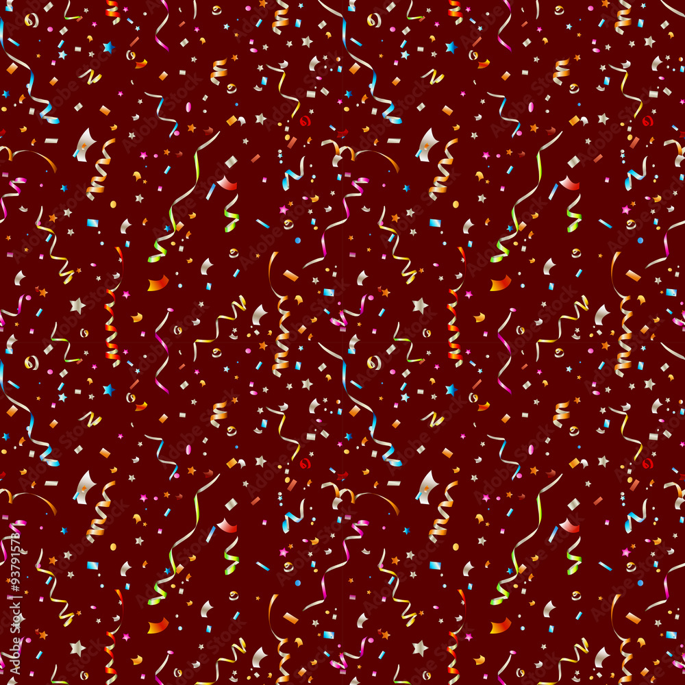 Seamless pattern. Background with confetti and streamer. Festive ...