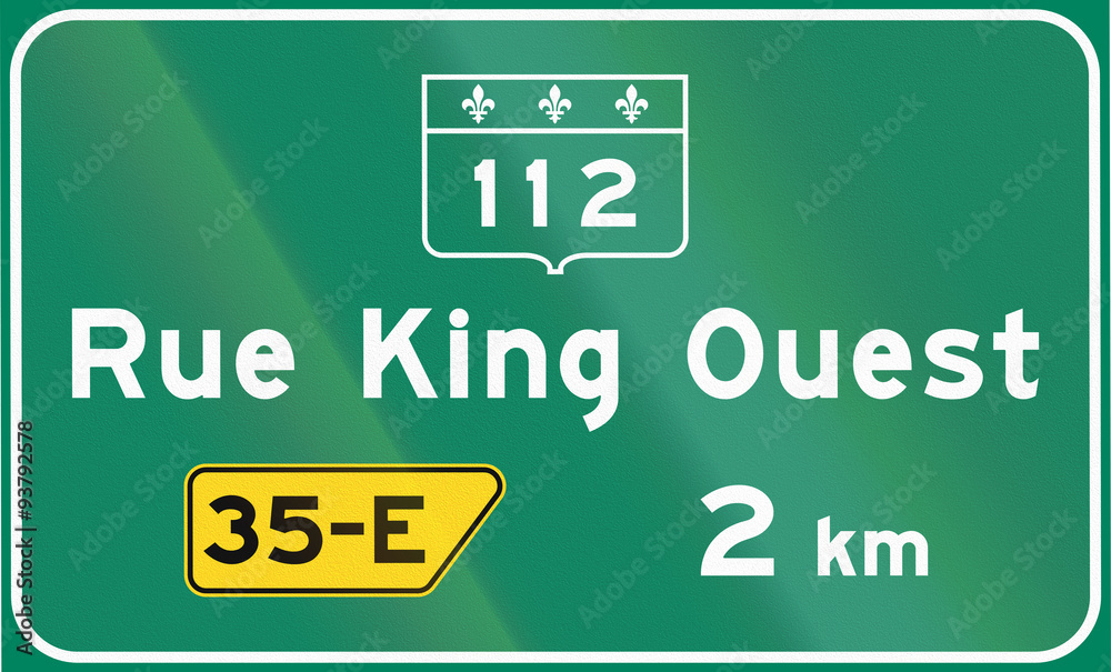 Guide and information road sign in Quebec, Canada - Highway exit sign ...