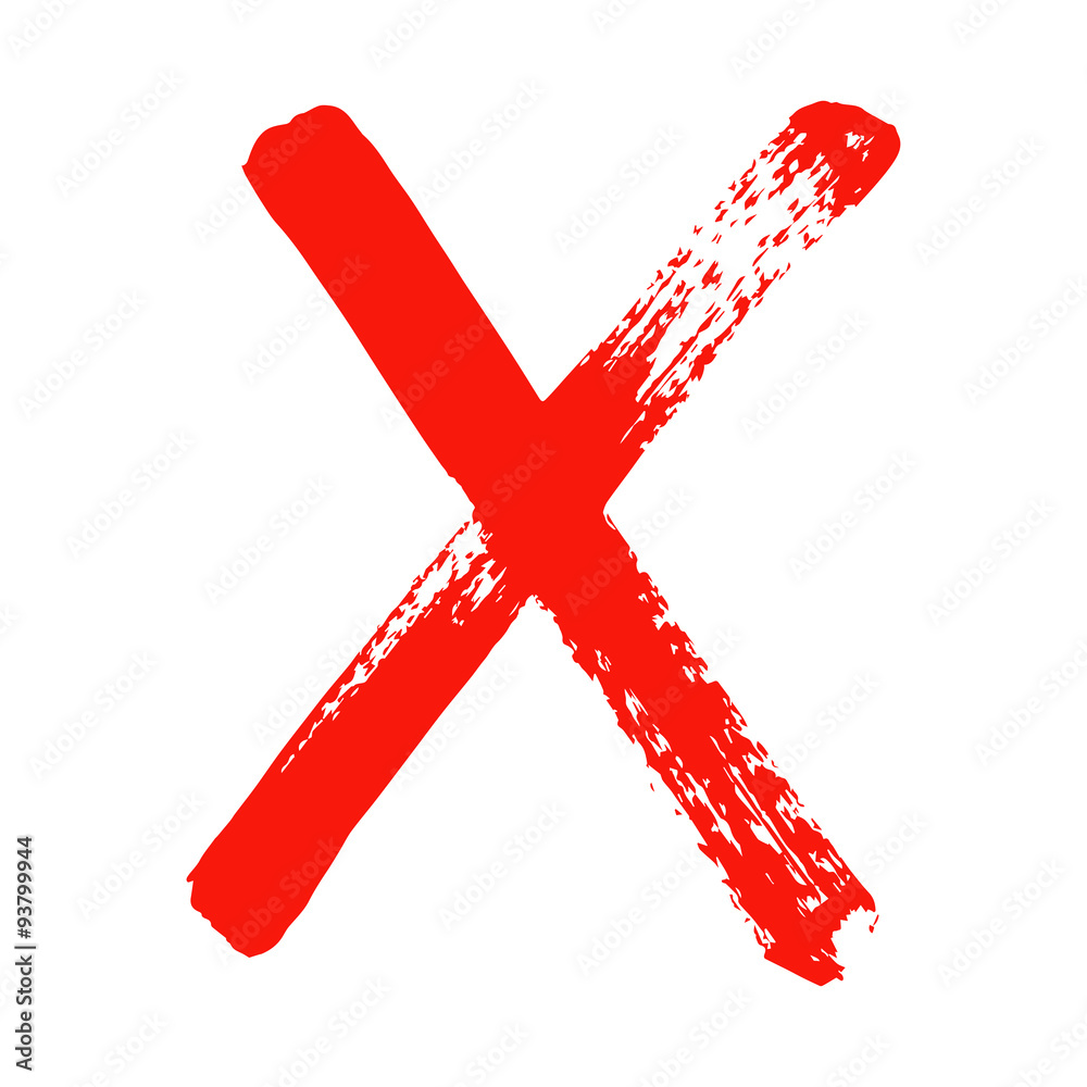 X - Red handwritten letter on white background. Stock-Illustration ...