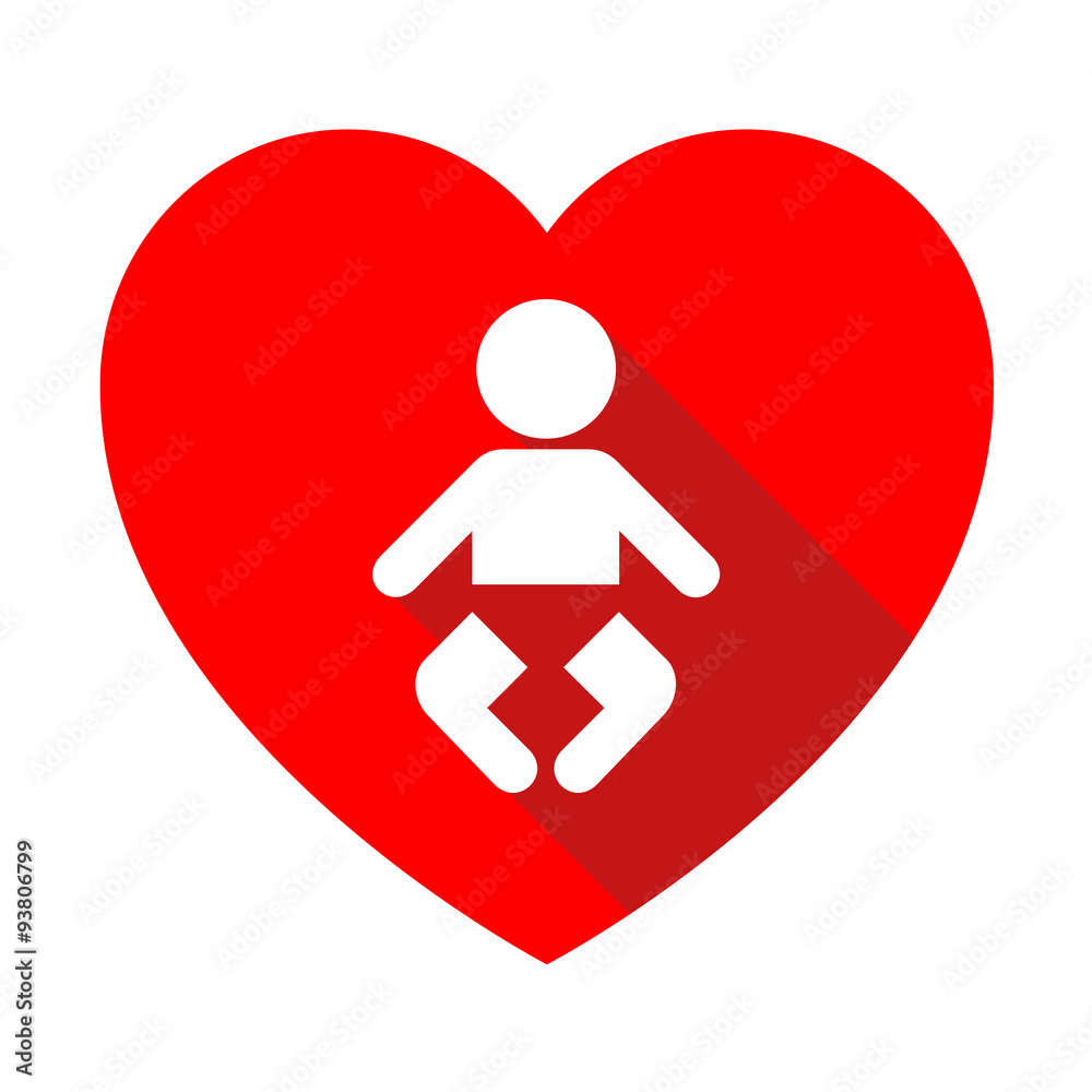 Icono plano corazon con bebe y sombra #2 Stock Illustration | Adobe Stock