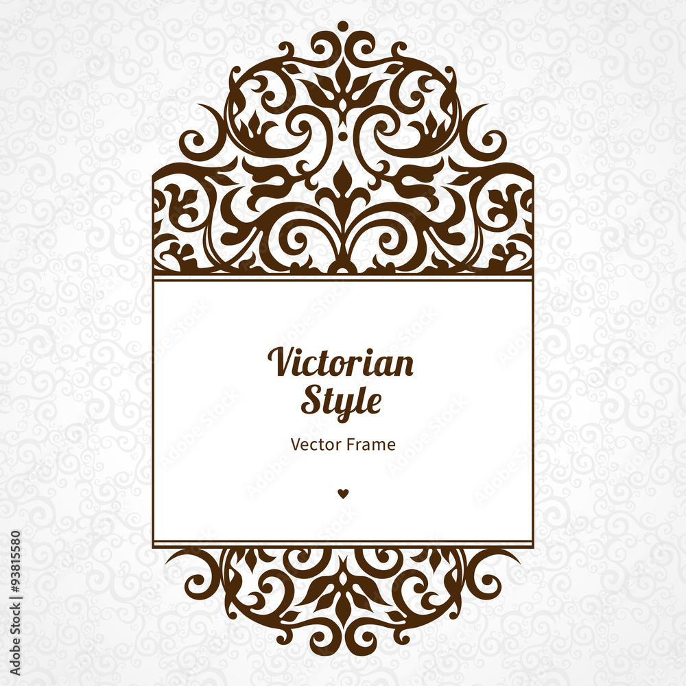 Vector decorative frame in Victorian style. Stock Vector | Adobe Stock