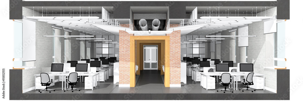 Cross section of the office space Stock Illustration | Adobe Stock