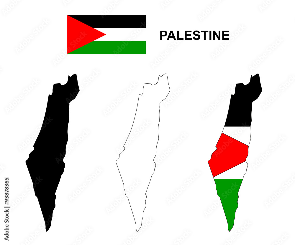 Palestine map vector, Palestine flag vector, isolated Palestine Stock ...