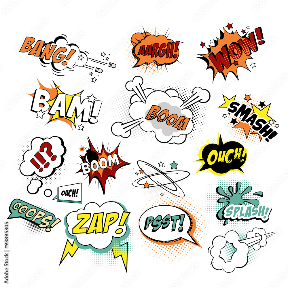 Set of Comic Text, Pop Art Style. Vector Illustration Stock Vector ...