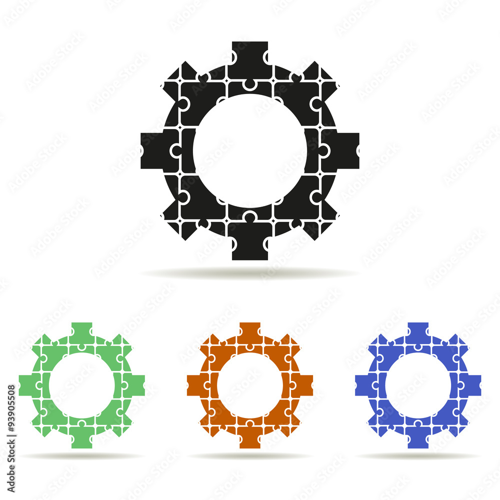 Cog Settings Icon Symbol of puzzles Stock Vector | Adobe Stock
