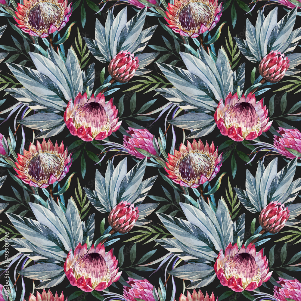 Vector tropical protea pattern Stock Vector | Adobe Stock