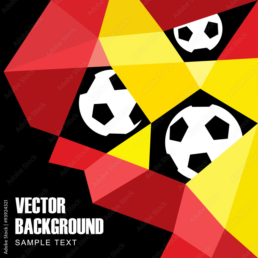 Polygon soccer football background with balls in German and Belgian ...