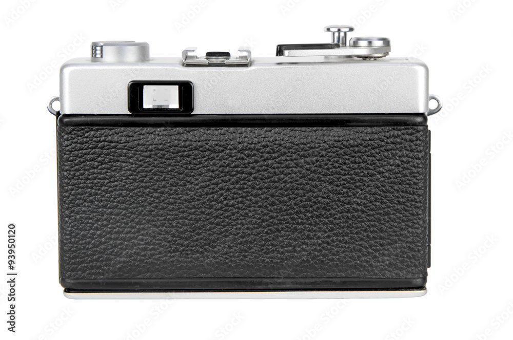 Retro camera from back view, isolated on white background Stock Photo ...