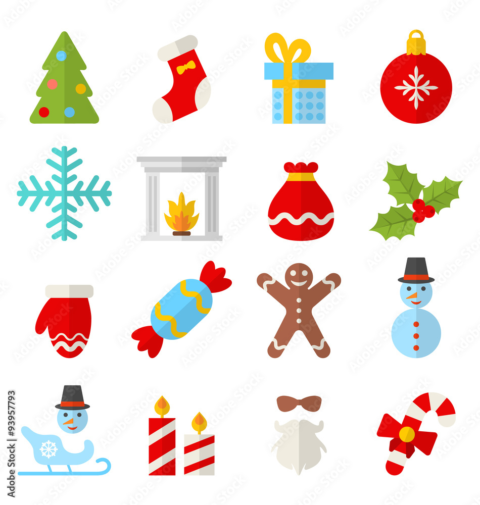 New Year Colorful Symbols and Elements Stock Vector | Adobe Stock