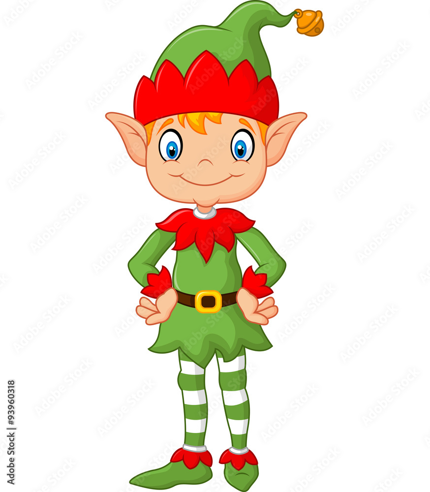 Cartoon Cute Christmas elf posing Stock Vector | Adobe Stock