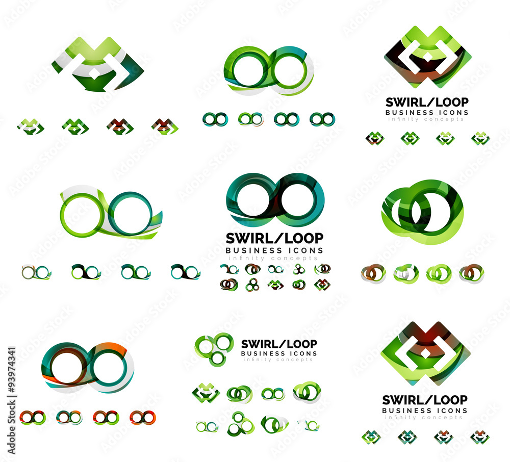 Set of company logotype branding designs, swirl infinity loop Stock ...
