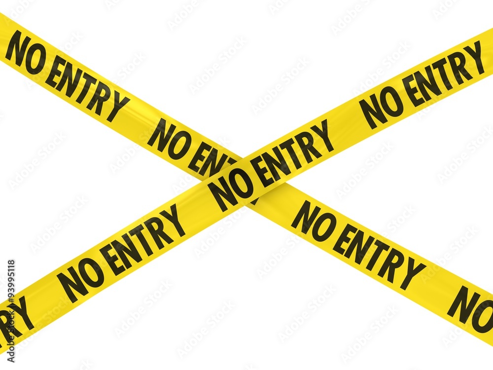 Yellow NO ENTRY Barrier Tape Cross Stock Illustration | Adobe Stock