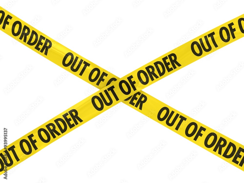 Yellow OUT OF ORDER Barrier Tape Cross Stock Illustration | Adobe Stock