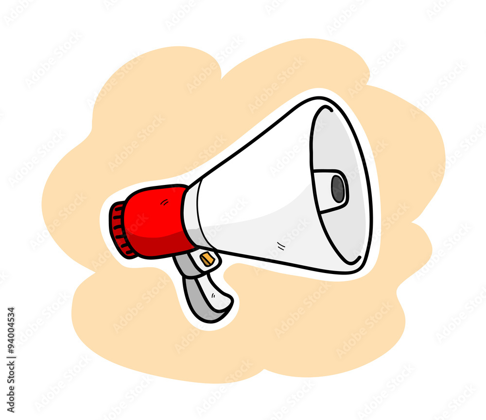 Megaphone, a hand drawn vector illustration of a megaphone, the ...