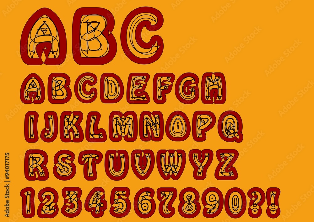 Vecteur Stock Nonconformist Bizarre Alphabet Original Font Set With