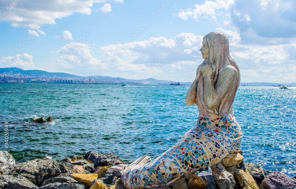 Statue of mermaid situated on buyukada island - part of princes island ...