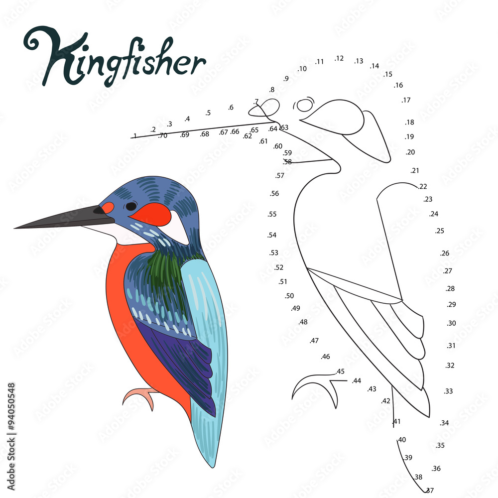 Educational game connect dots to draw bird Stock Vector | Adobe Stock