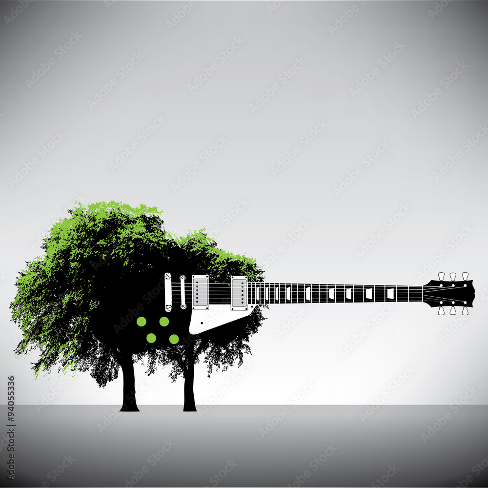 Guitar tree background Stock Vector | Adobe Stock