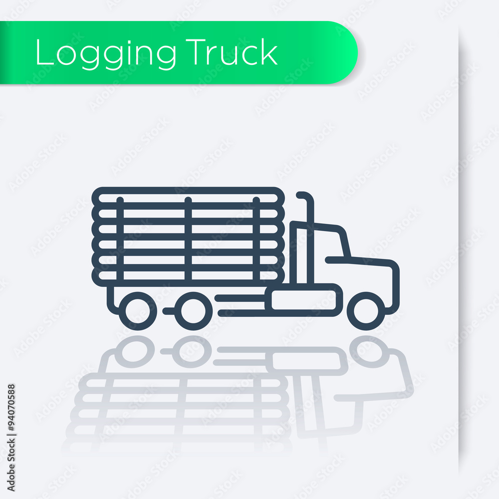 Logging Truck, Timber Lorry line icon, vector illustration Stock Vector ...