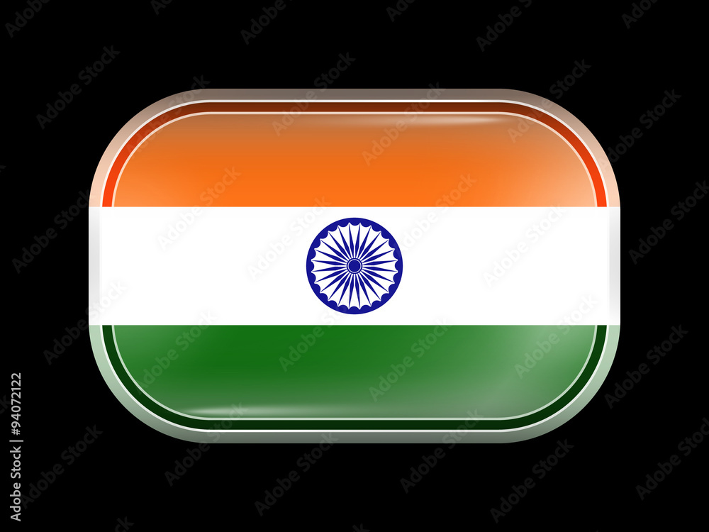 India Variant Flag. Rectangular Shape with Rounded Corners Stock Vector ...