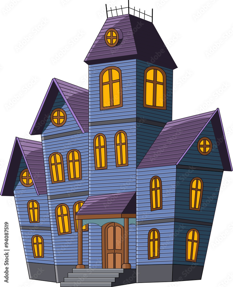 Cartoon scary house isolated on white background Stock Vector | Adobe Stock