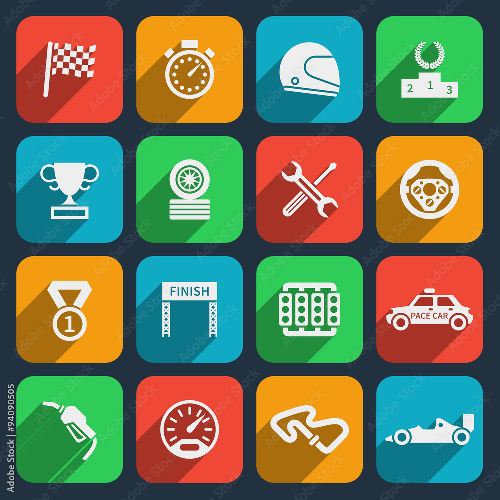 Car tools and car race icons Stock Vector | Adobe Stock