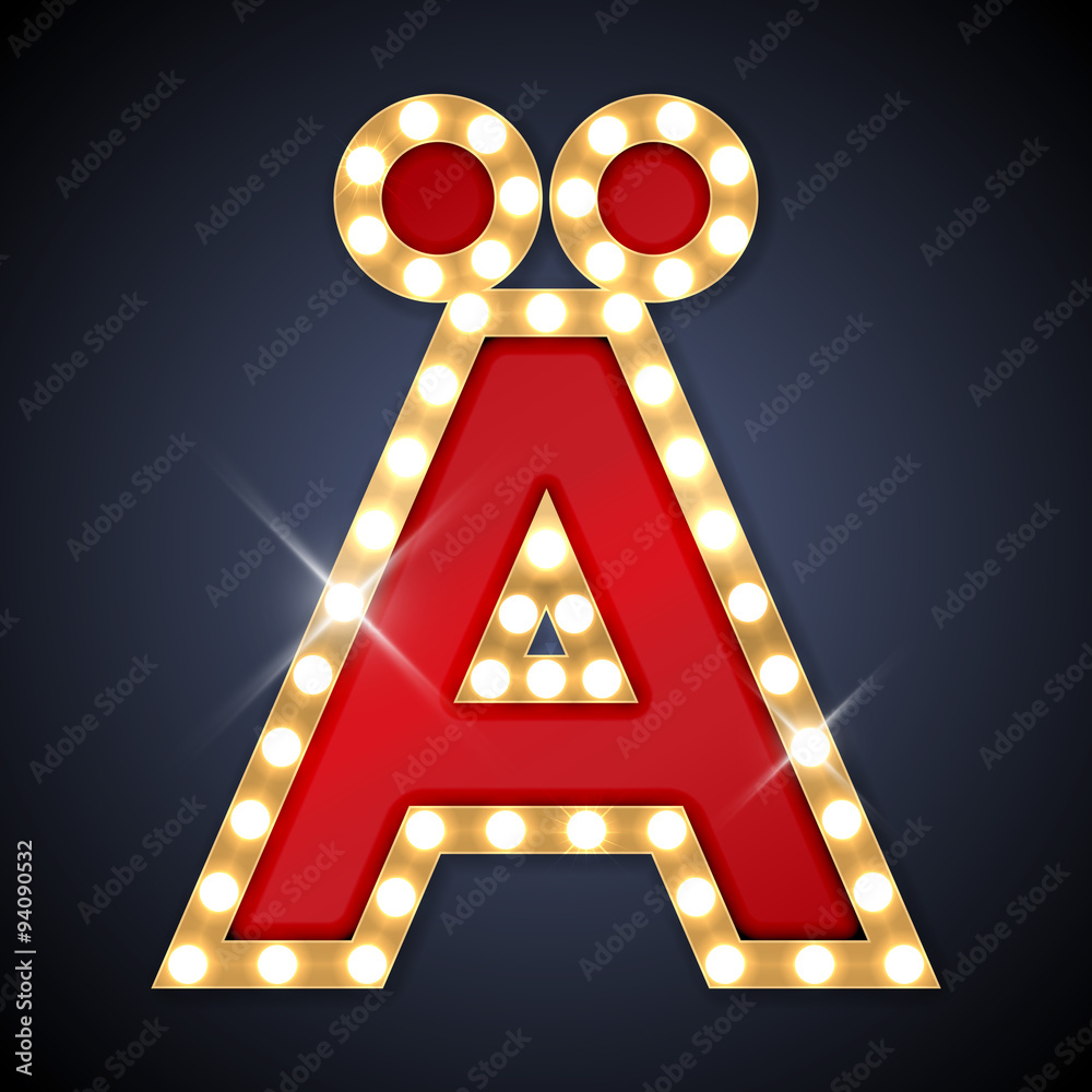 Vector illustration of retro signboard letter A with two dots. Stock ...