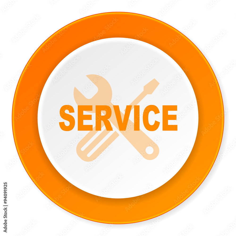 service orange circle 3d modern design flat icon on white background ...