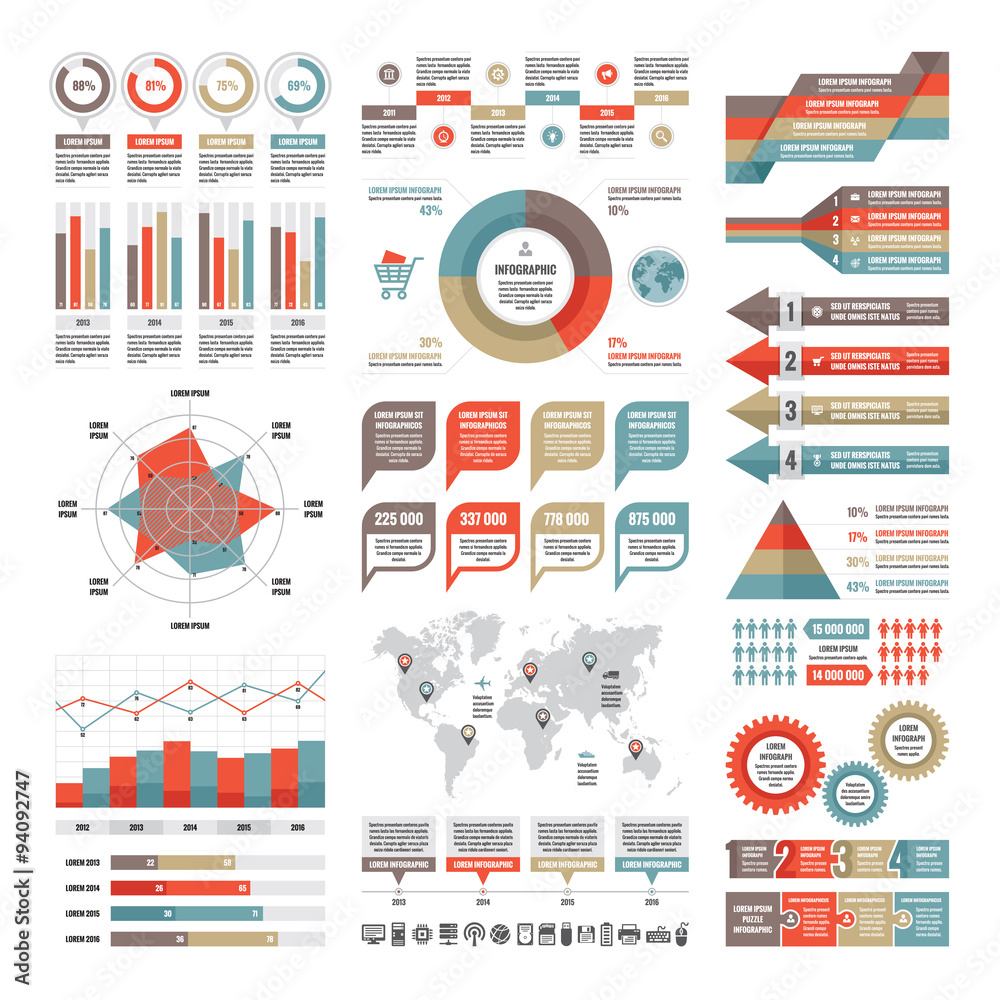 Business infographic concept - vector set of infographic elements in ...