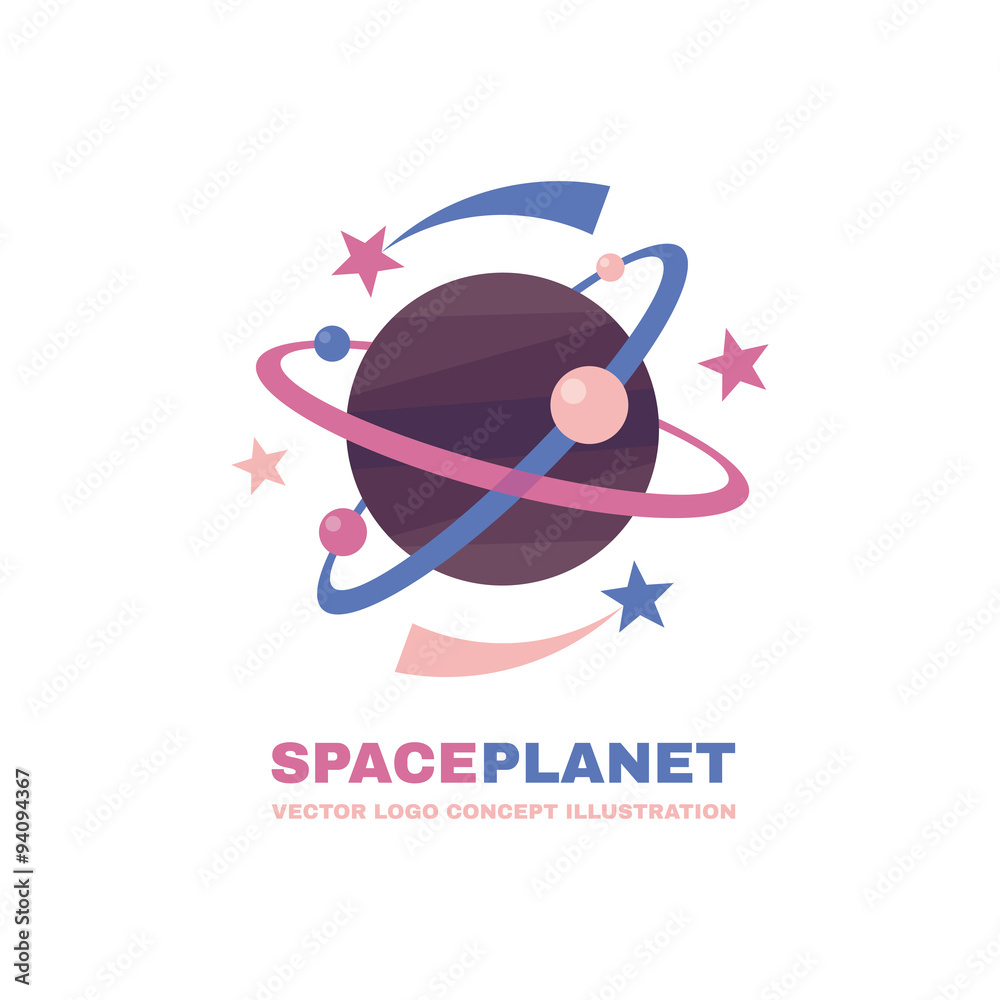 Spaceplanet - vector logo concept. Abstract planets illustration. Solar ...