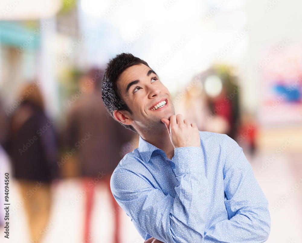 cool young-man thinking Stock Photo | Adobe Stock