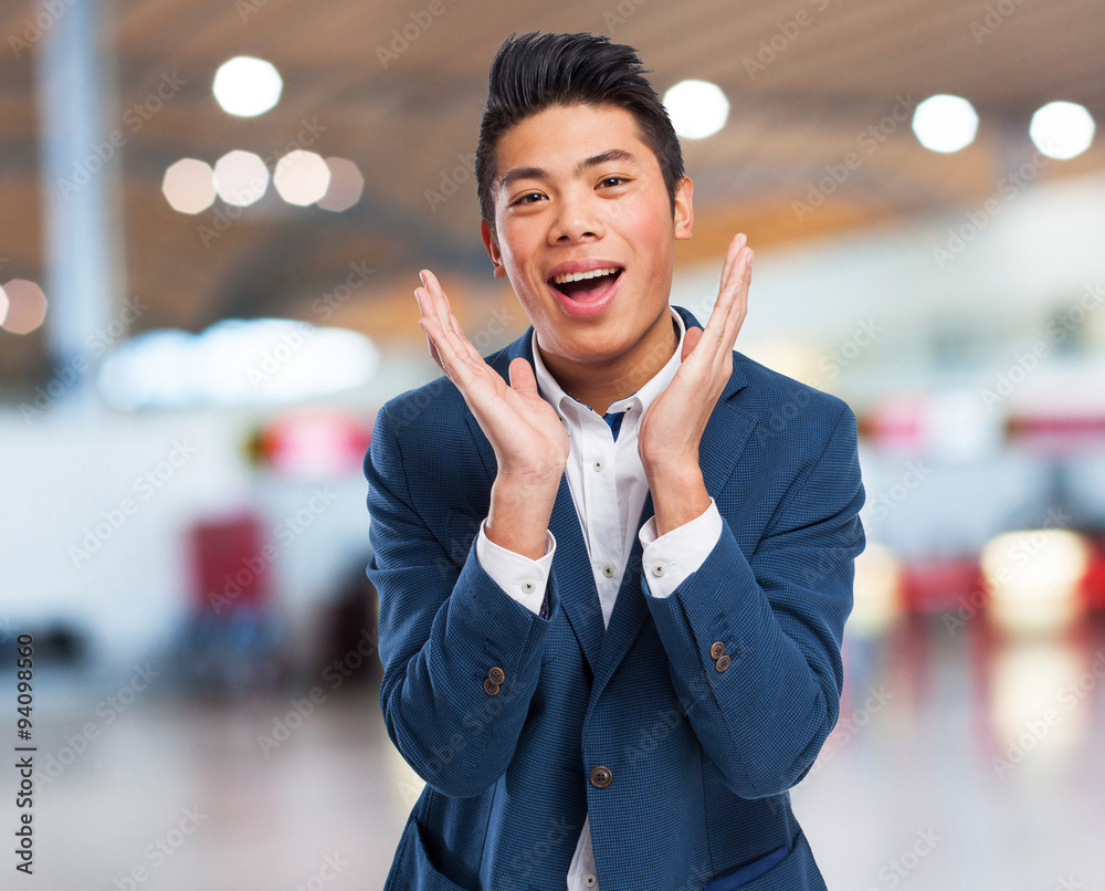 chinese man surprised Stock Photo | Adobe Stock