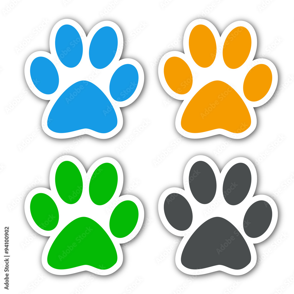 Icono plano huellas de gato con sombra en varios colores Stock Vector ...