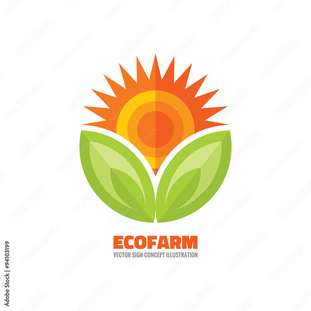 Ecofarm -vector logo concept illustration. Ecological farm creative ...