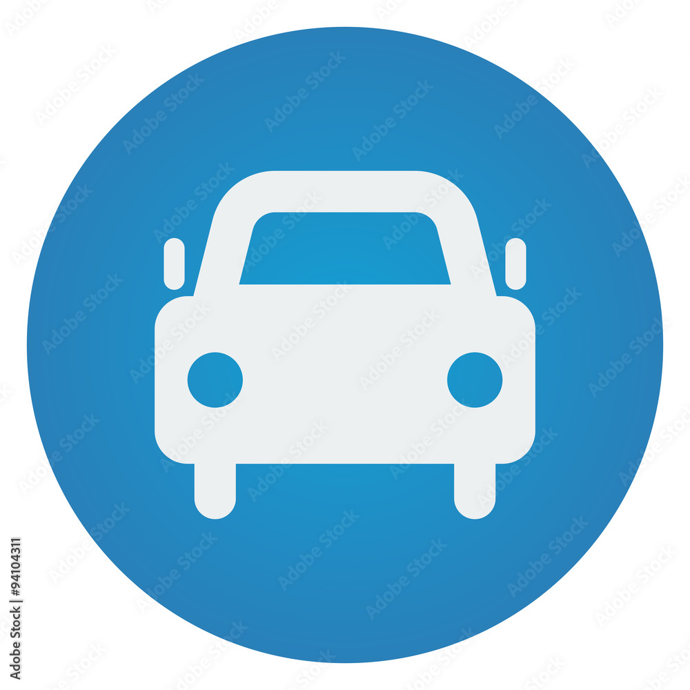 Flat white Car icon on blue circle Stock Vector | Adobe Stock