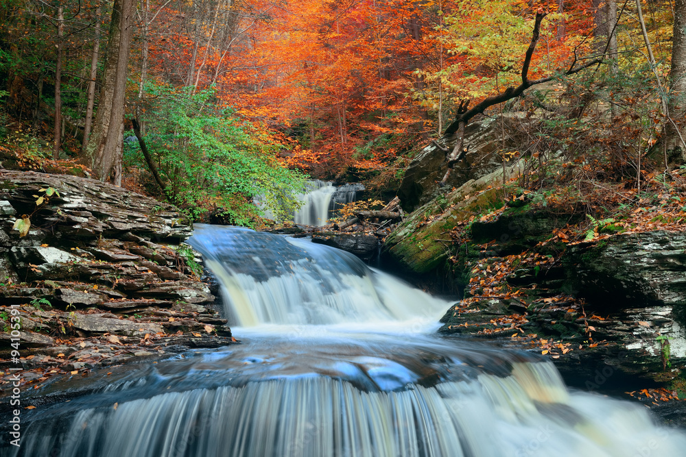 Autumn waterfalls Stock Photo | Adobe Stock
