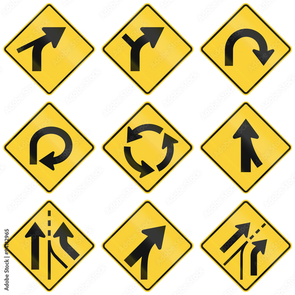 Collection of Intersection warning signs used in the USA Stock ... Collection of Intersection warning signs used in the USA Stock ...