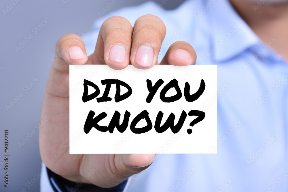 Did You Know? message on the card shown by a man foto de Stock | Adobe ...