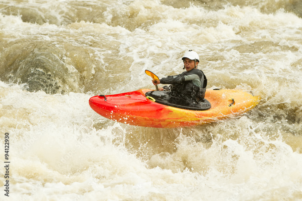 rafting man kayak whitewater kayaking position cinque difficulty ...