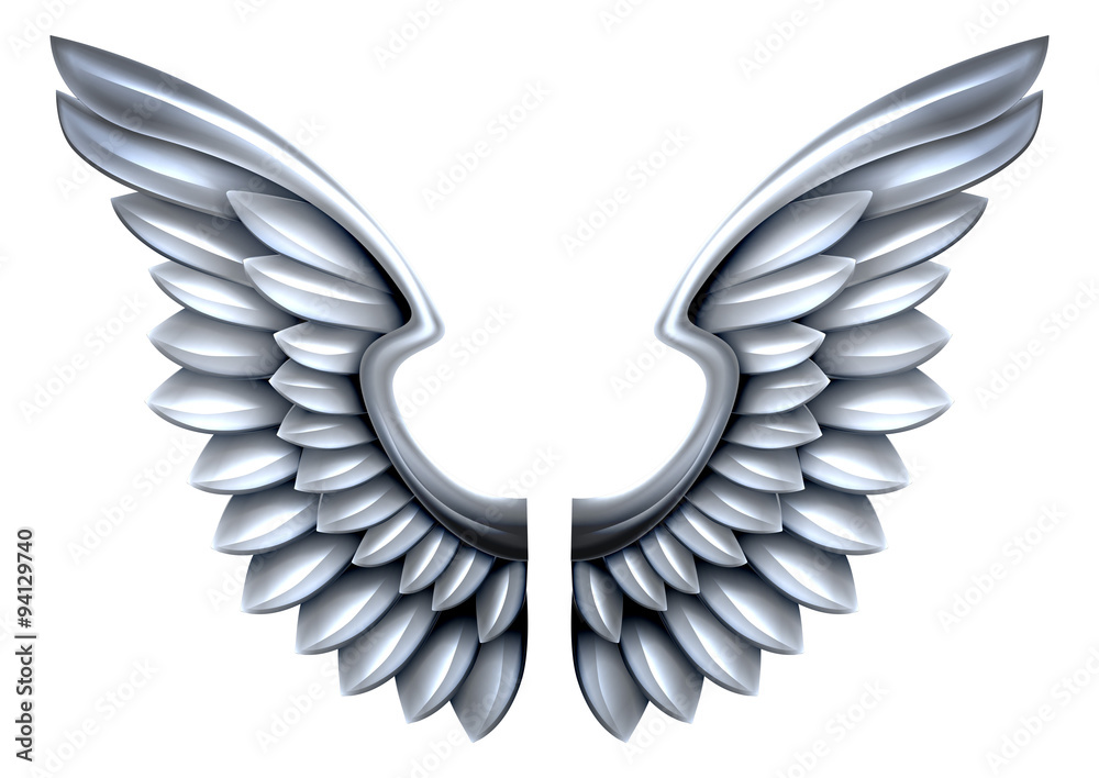 Silver Metal Wings Stock-Vektorgrafik | Adobe Stock