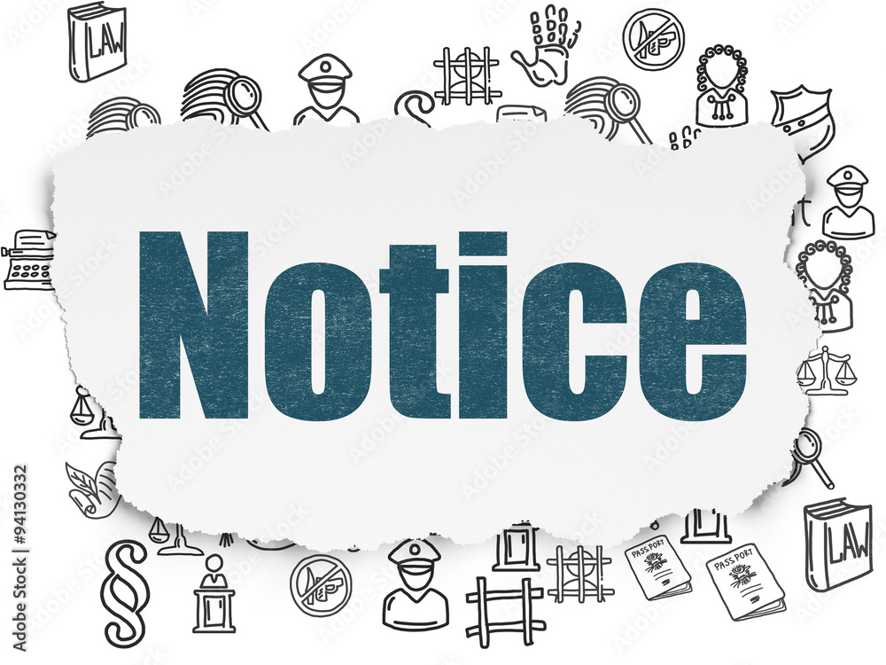 Law concept: Notice on Torn Paper background Stock Illustration | Adobe ...